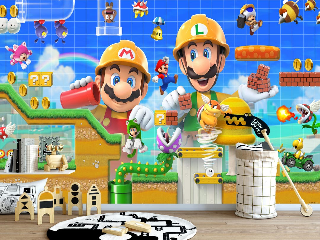 Süper Mario Maker 2 Wallpaper Kids Wallpaper Peel and Stick / Nonwoven ...