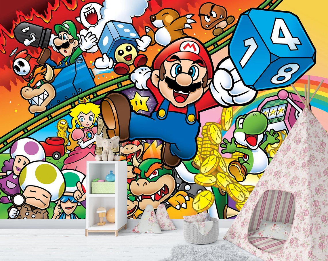 Super Mario Wallpaper Kids Wallpaper / Removable Traditional Peel Stick ...