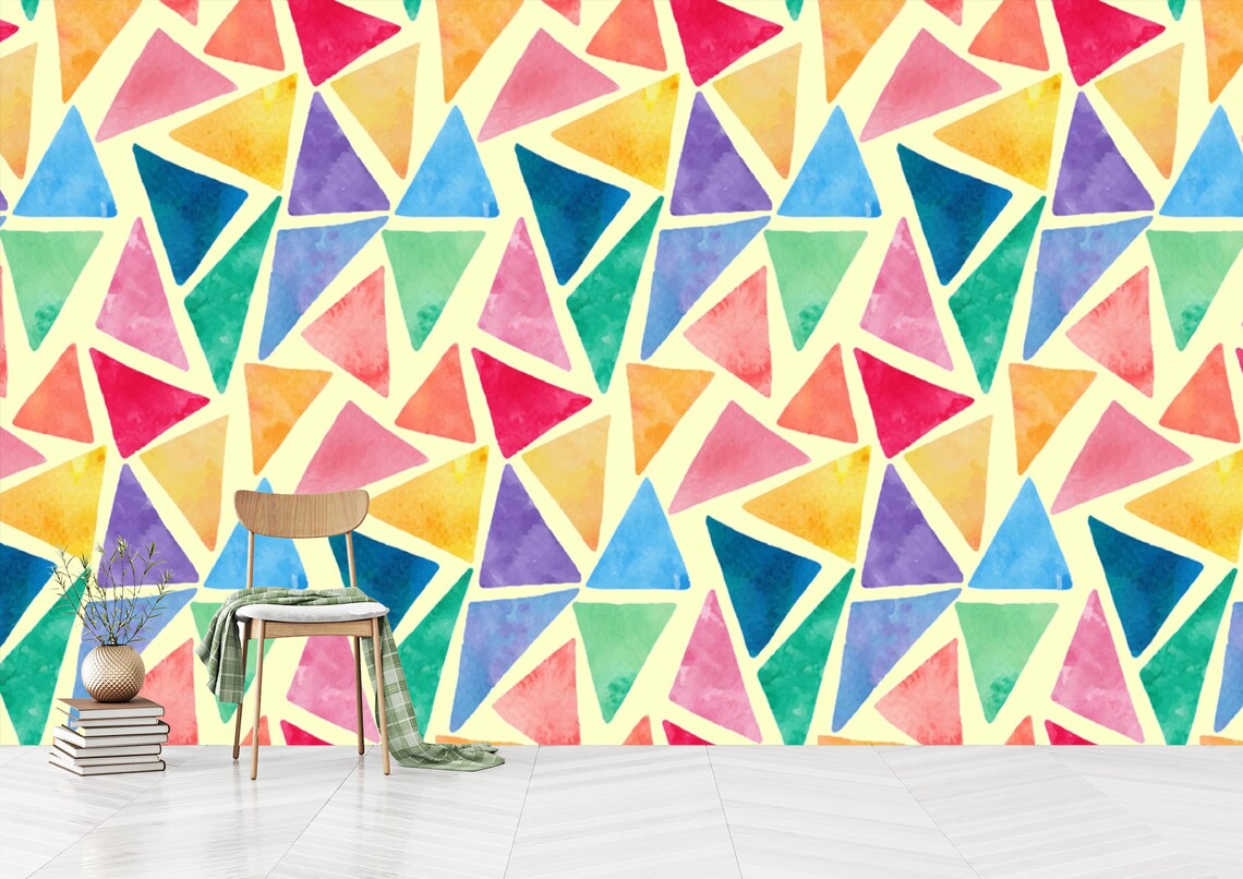 Triangle Colors Watercolor Wallpaper Peel and Stick Geometric Wall ...