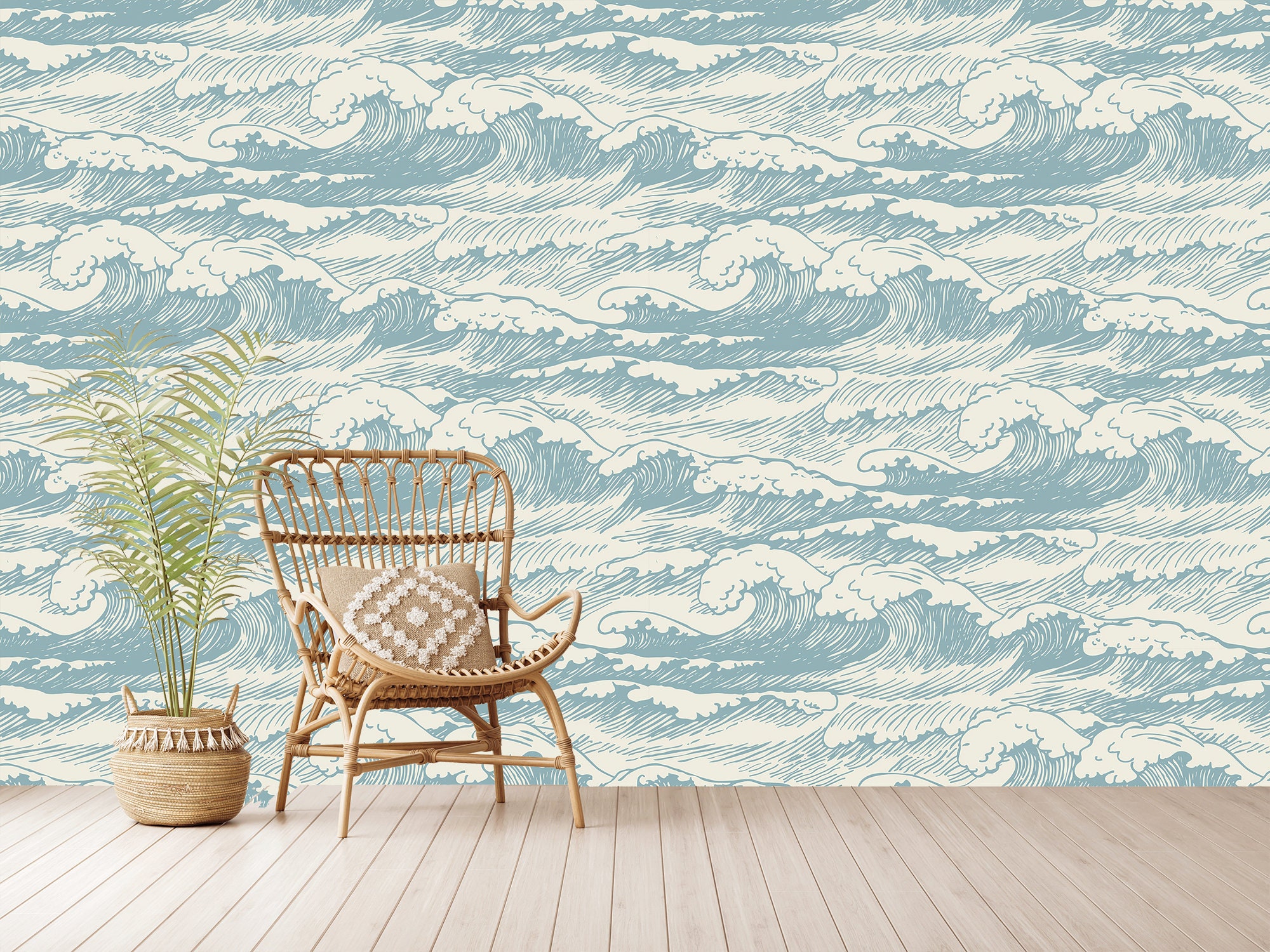 Blue Ocean Waves Wallpaper, Removable Self Adhesive Waves Wallpaper ...