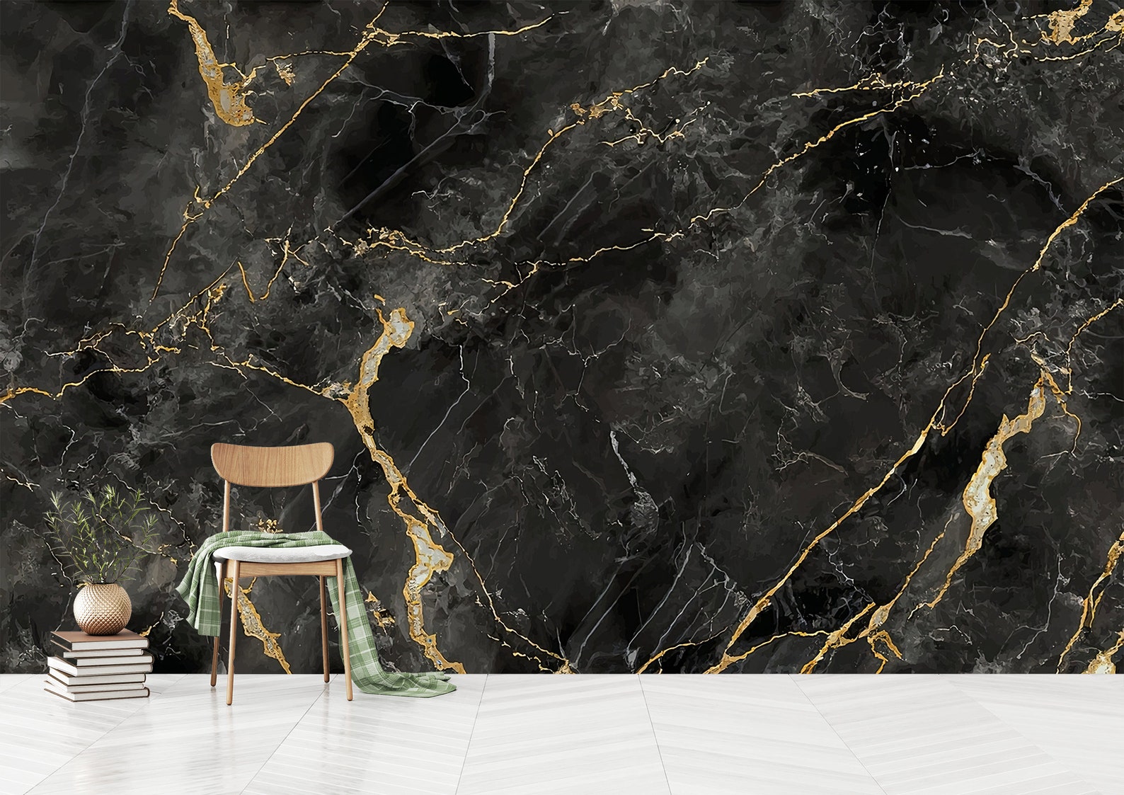 Dark Gold Marble Wallpaper, Marble Wallpaper Peel and Stick Abstract ...
