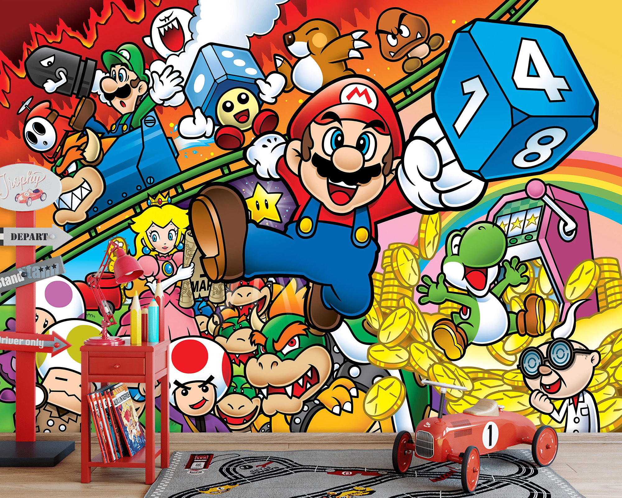 Super Mario Wallpaper Kids Wallpaper Removable Traditional Peel Stick Nonwoven Wallpaper Etsy