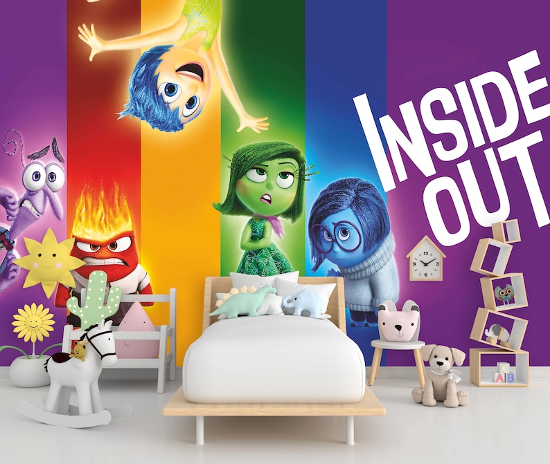 Inside Out Movie Characters Wallpaper Room Decorations Wallpaper / Peel ...