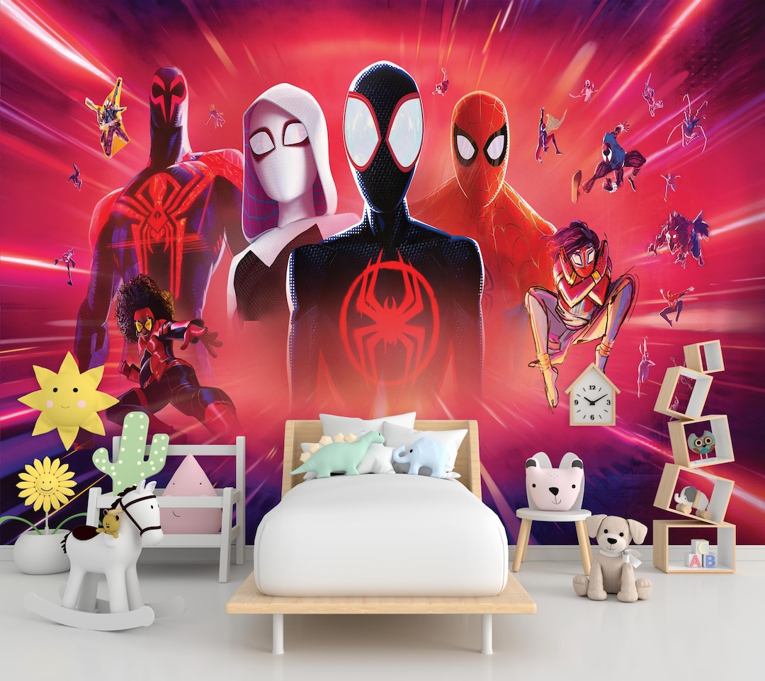 Spiderverse Kids Room Wallpaper, Miles Morales Peel and Stick Wall ...