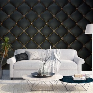 Black Luxury Leather Pattern With Diamonds and Gemstones Peel and Stick ...