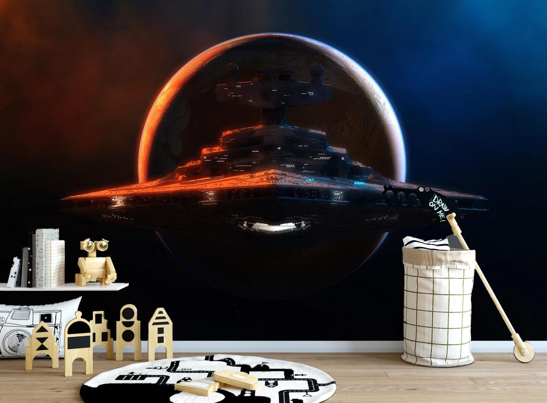 Star Wars Star Destroyer Wall Mural, Sci-fi Peel and Stick Wallpaper - Etsy