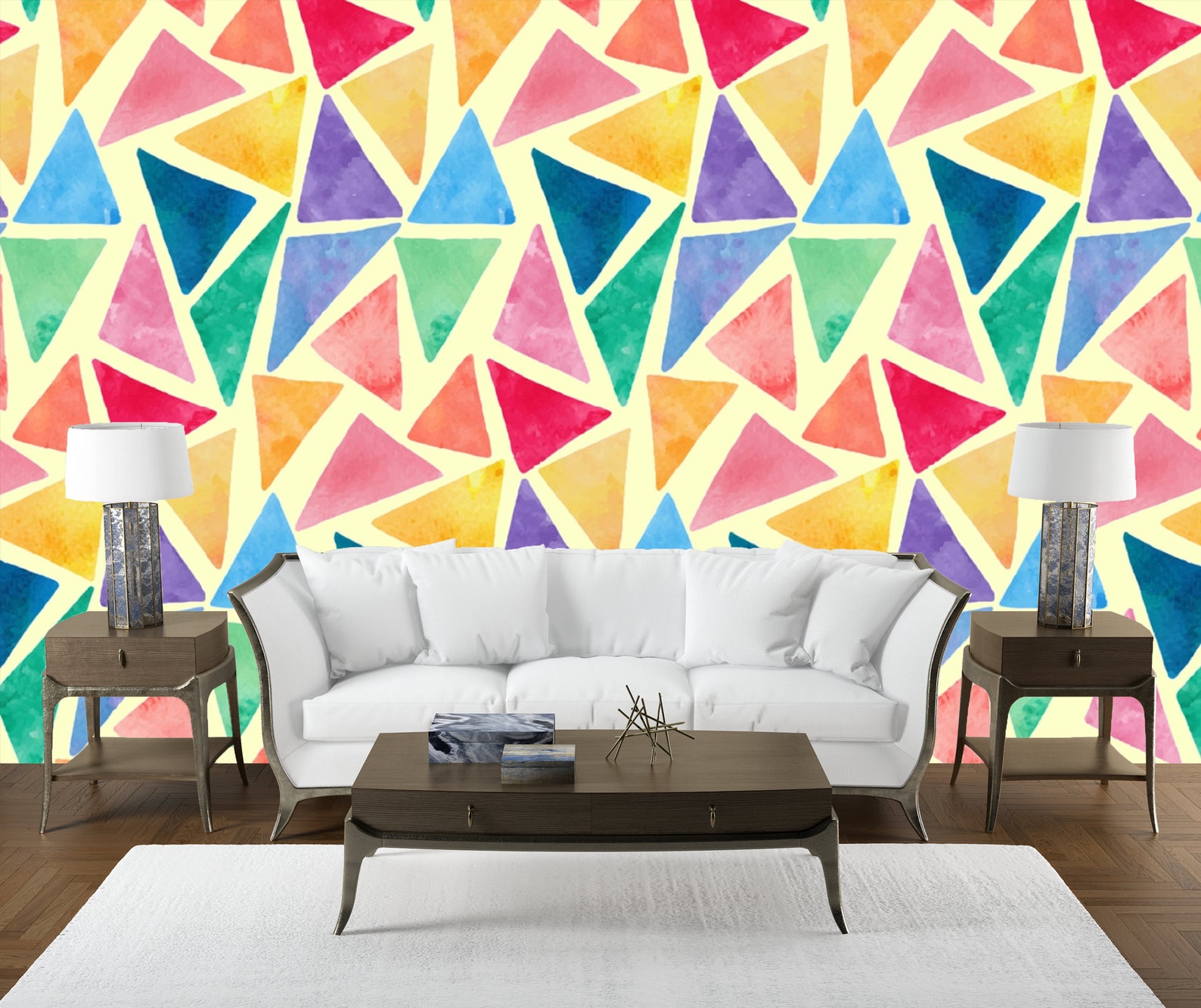 Triangle Colors Watercolor Wallpaper Peel and Stick Geometric Wall ...