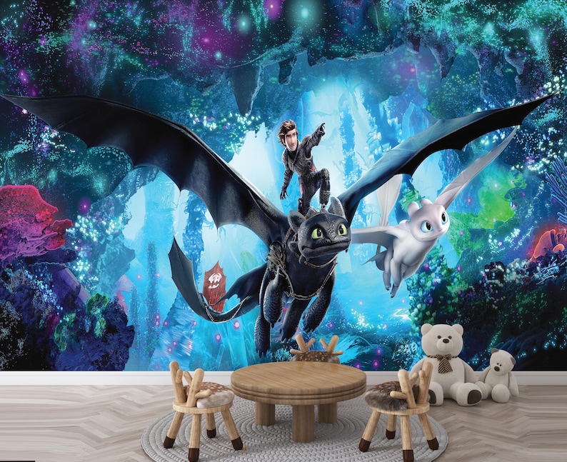 How to Train Your Dragon Wall Decor Peel and Stick Cartoon Kids Room ...