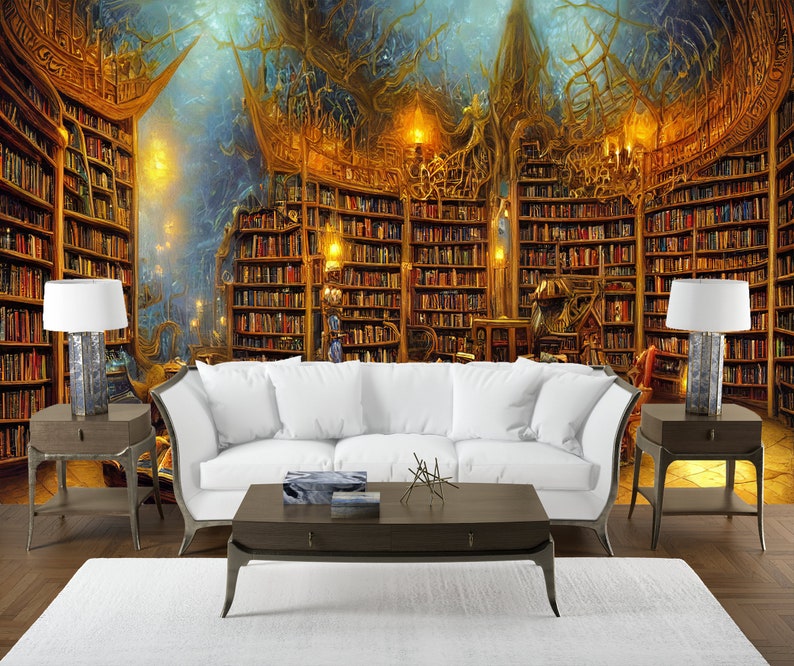 Old Fantasy Library Full of Magical Books, Removable Wallpaper ...
