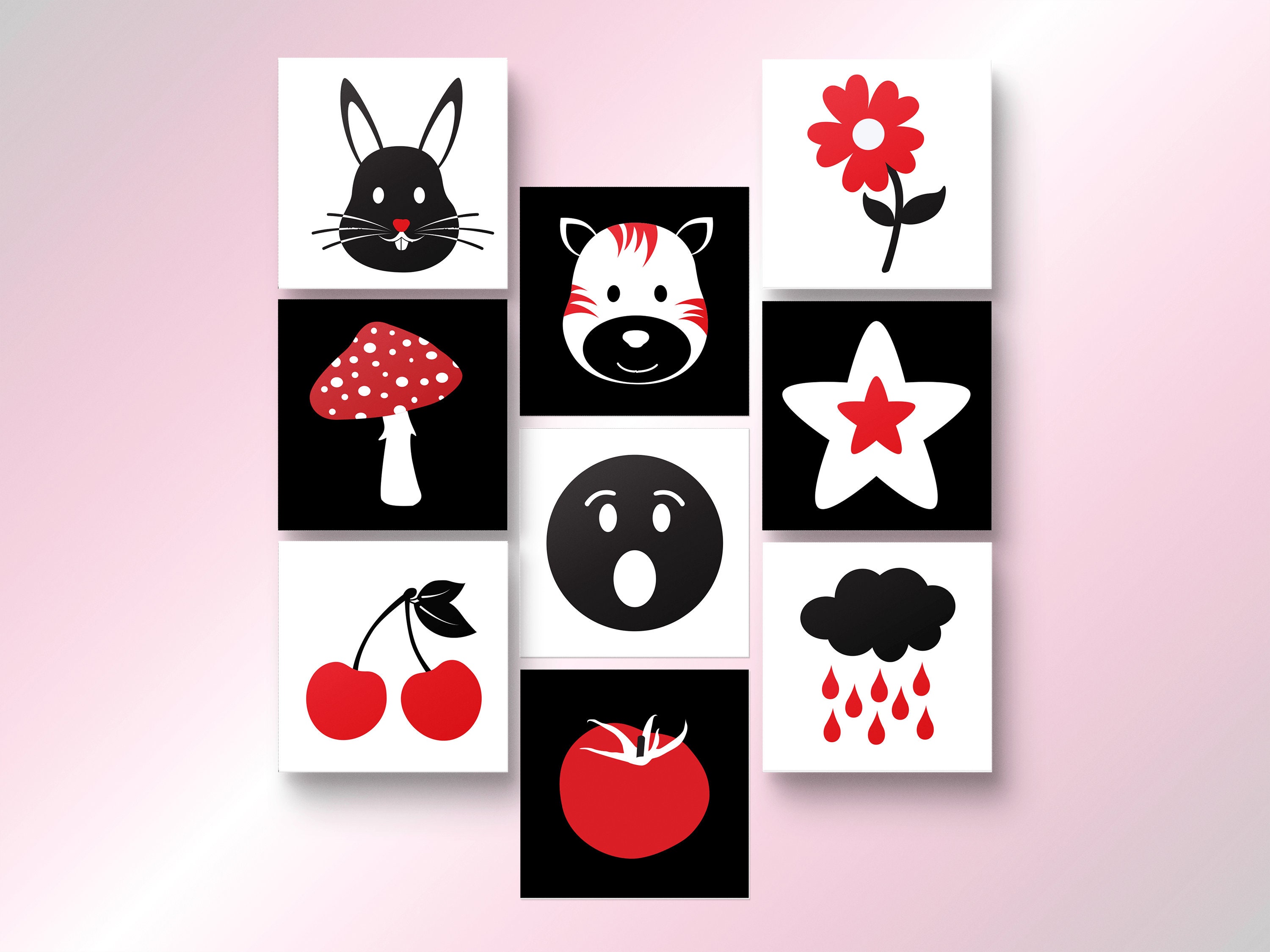 High Contrast Baby Cards in Black, Red, and White Printable Montessori ...