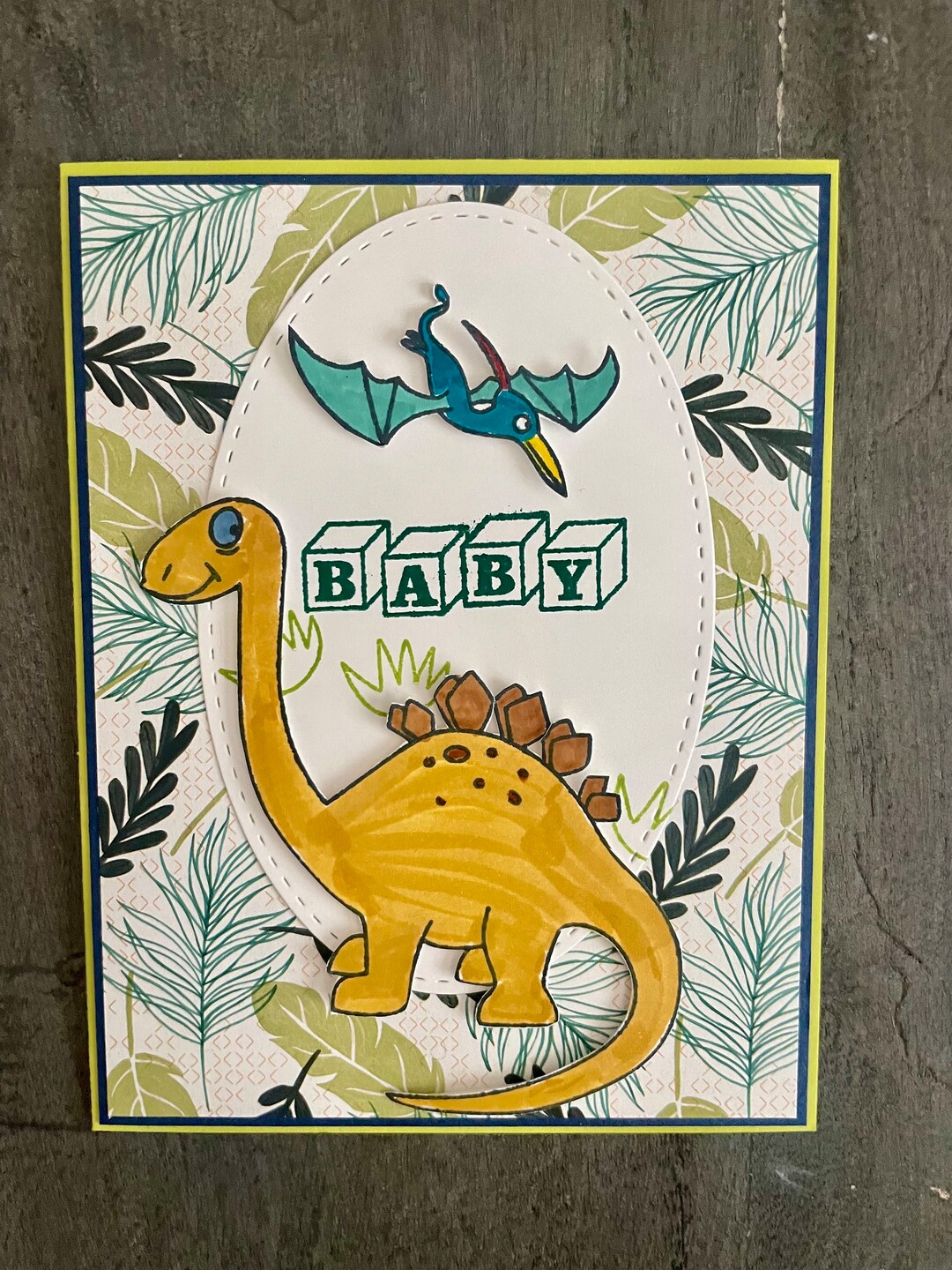 Dinosaur New Baby Card: Handmade Congratulations Card - Etsy