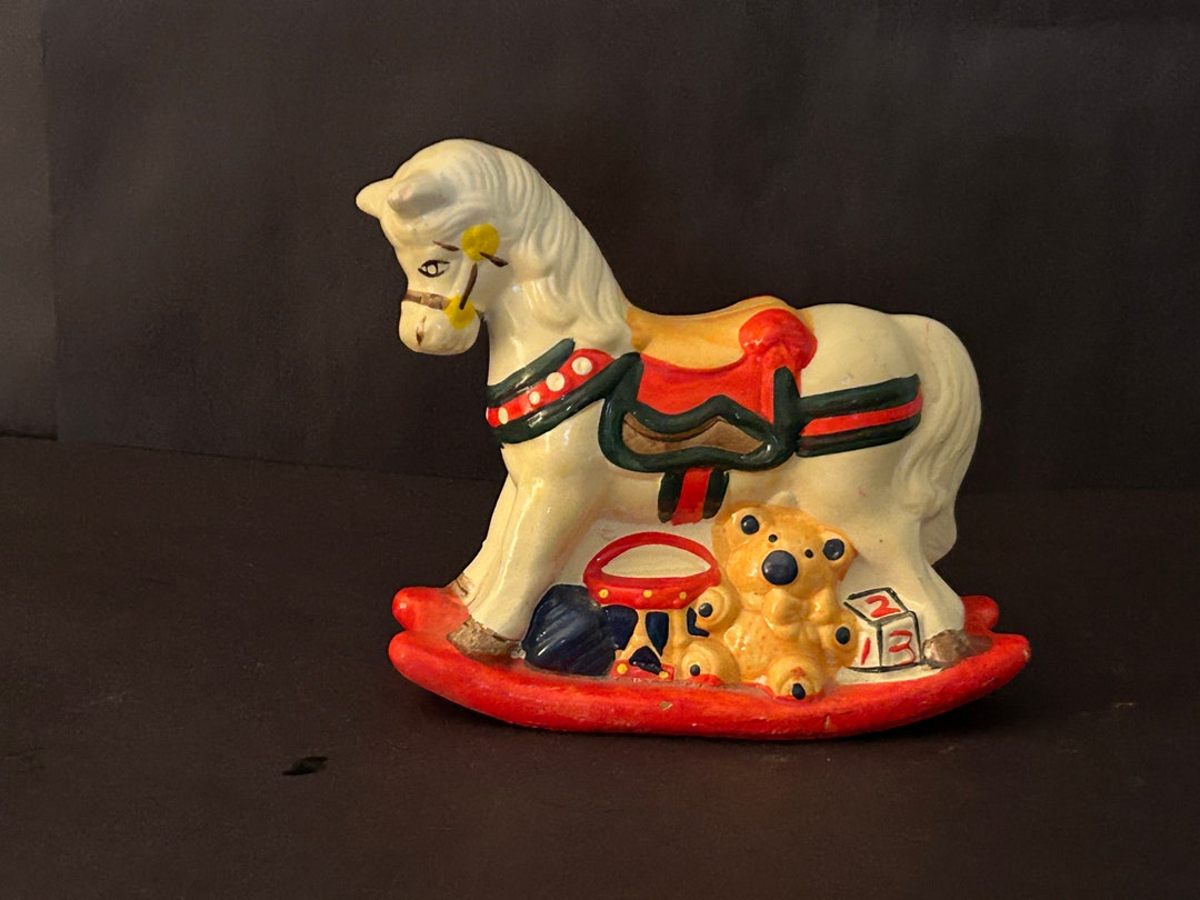 Vntg Ceramic Rocking Horse Bank - Etsy