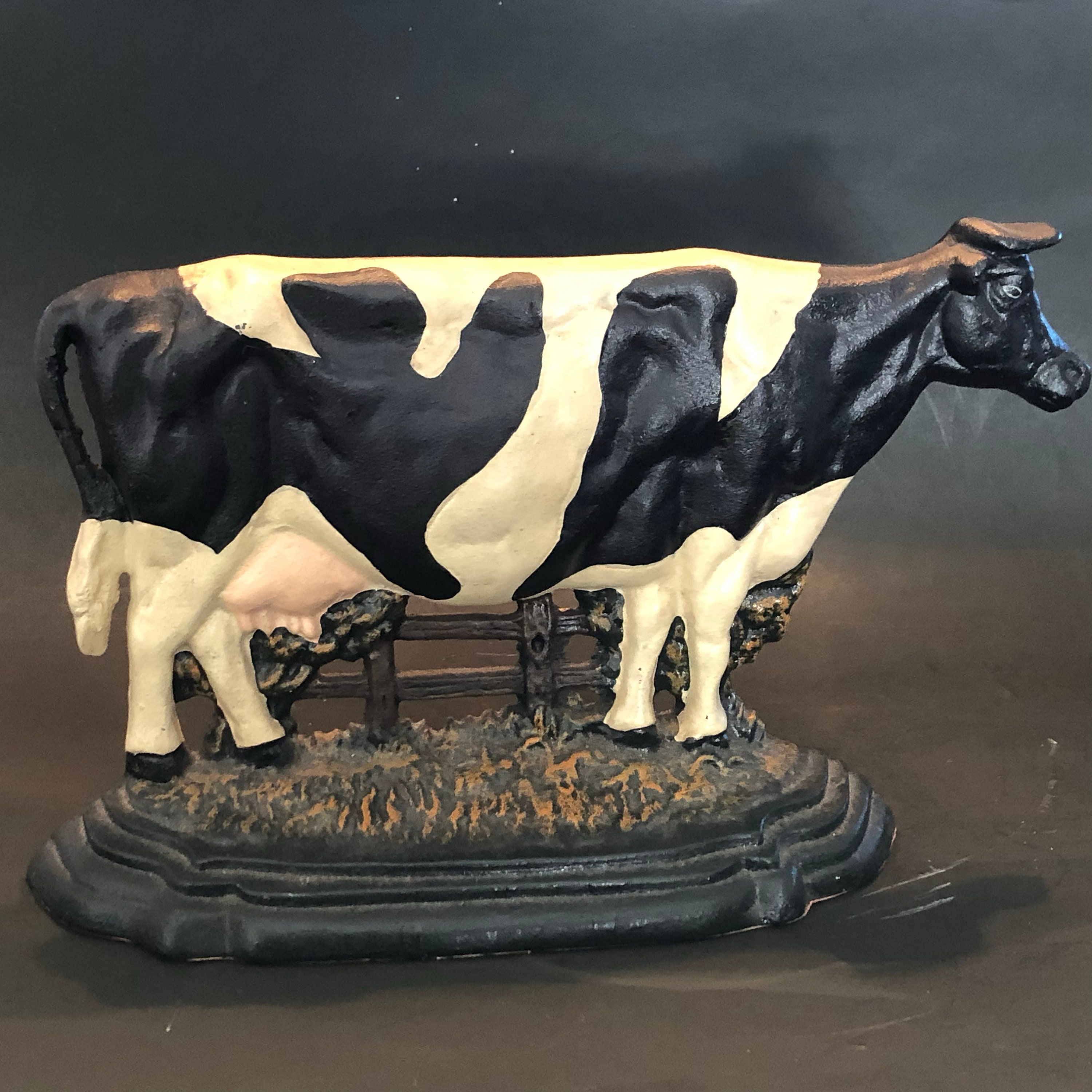 Vntg Cast Iron Holstein Dairy Cow Door Stop - Etsy