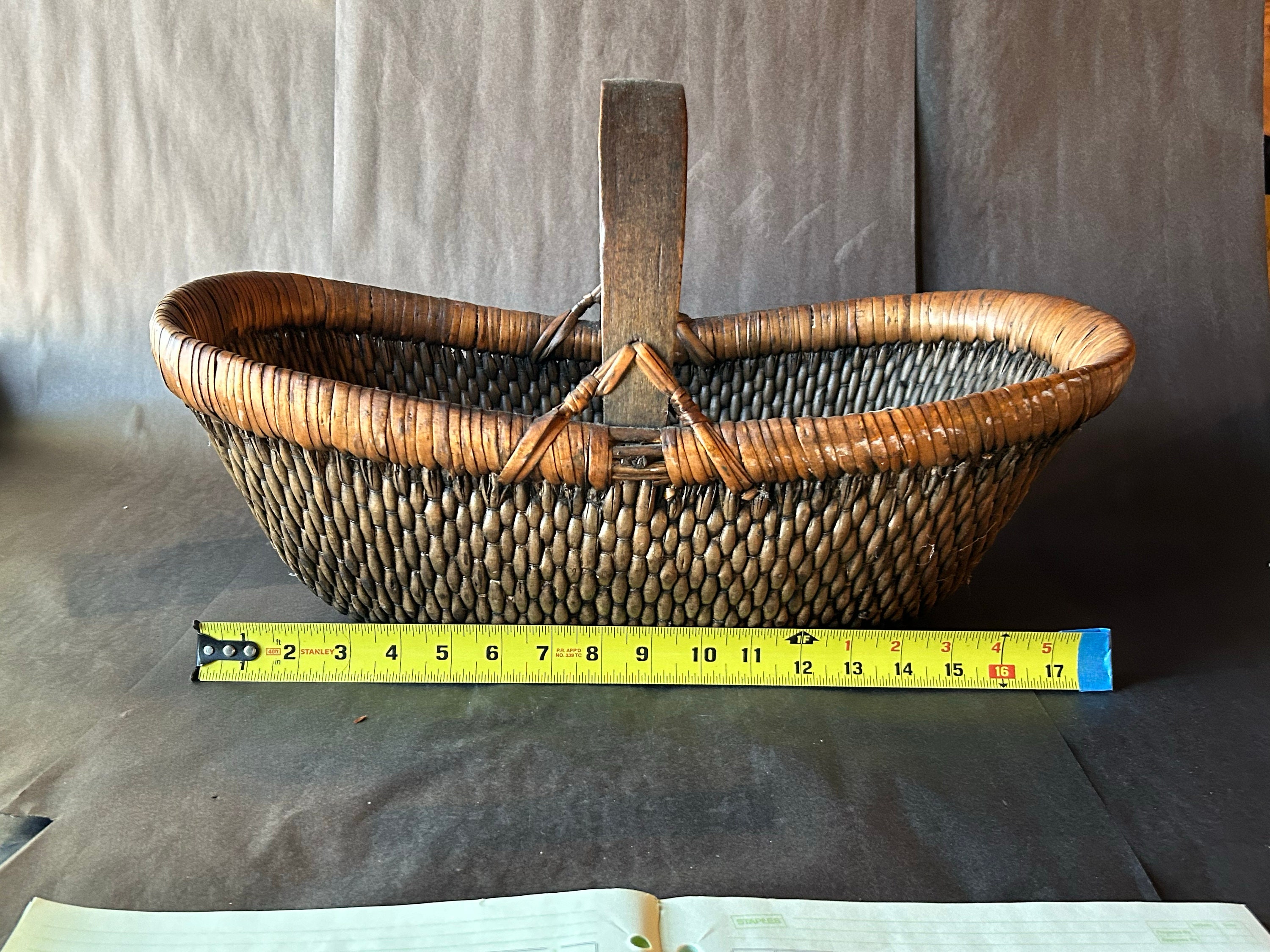 Vntg Chinese Reed Gathering Basket - Etsy
