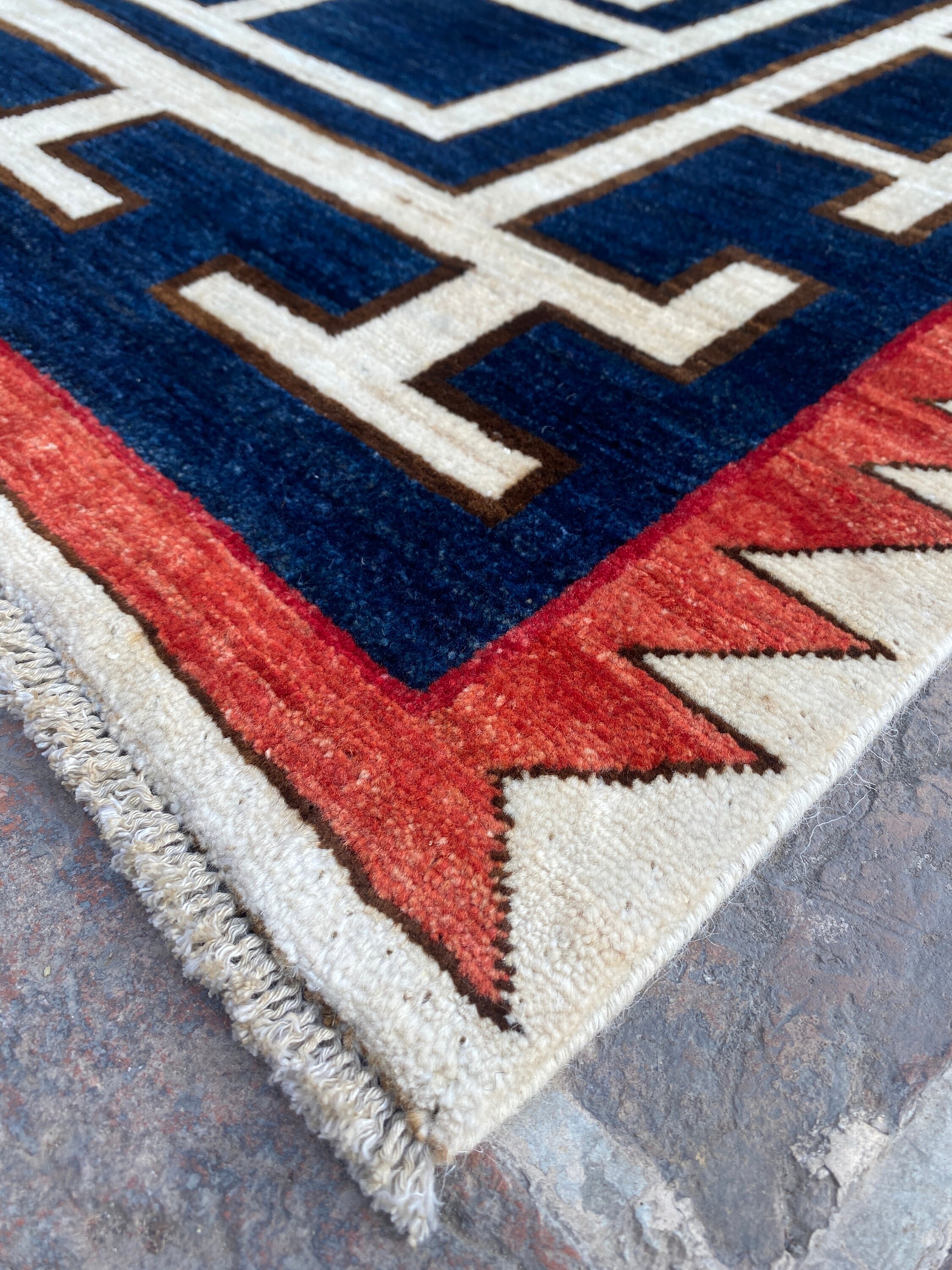 8x10 Indian-american-style Tribal Area Rug Hand-spun Wool Rug Indigo ...