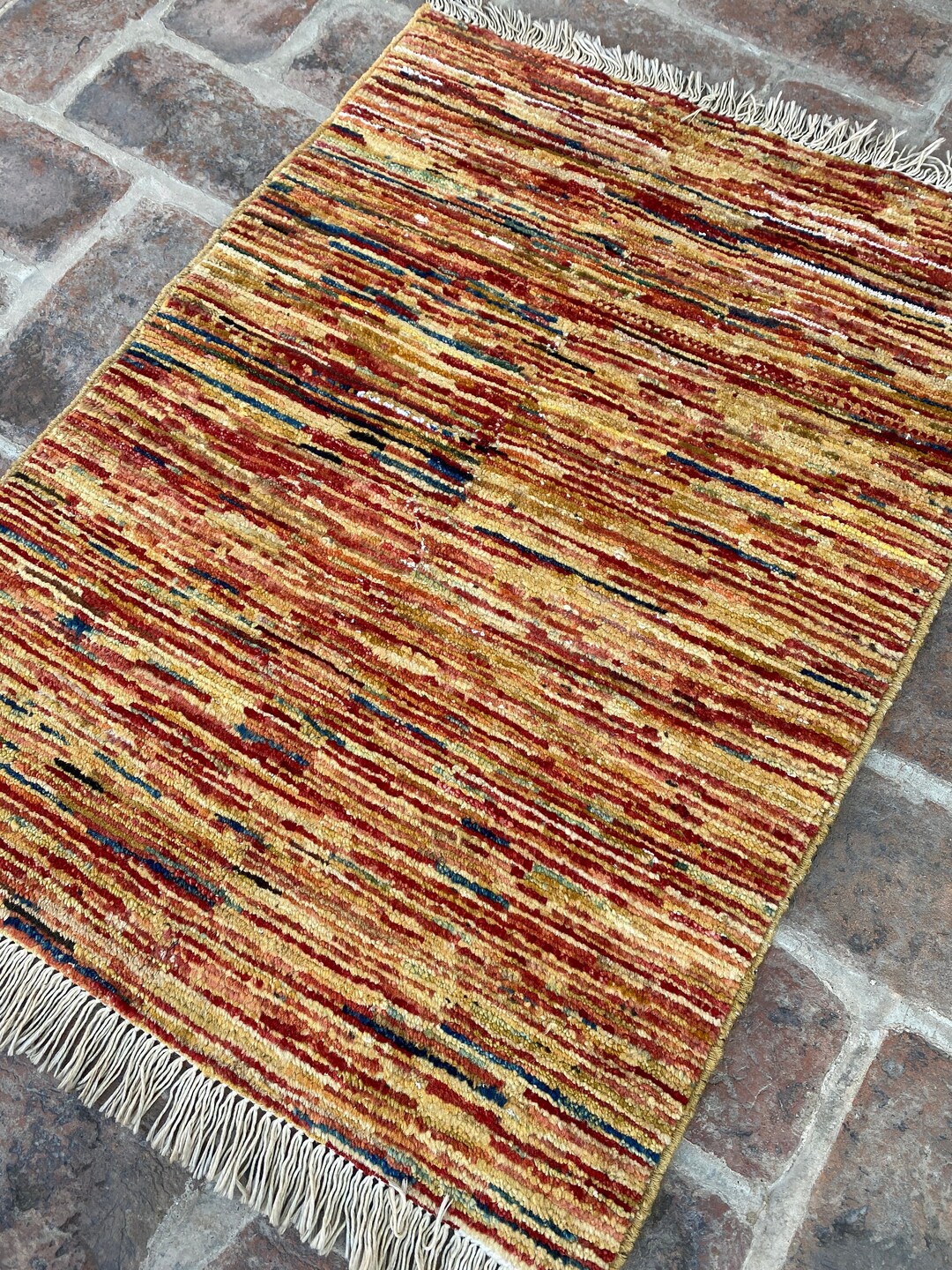 2x3 Multicolour Stripped Accent Rug Vegetable Dyed Woollen Rug for Kids ...