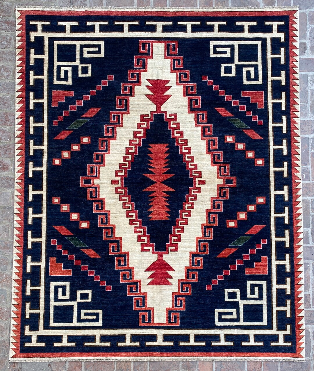 8x10 Indian-american-style Tribal Area Rug Hand-spun Wool Rug Indigo ...