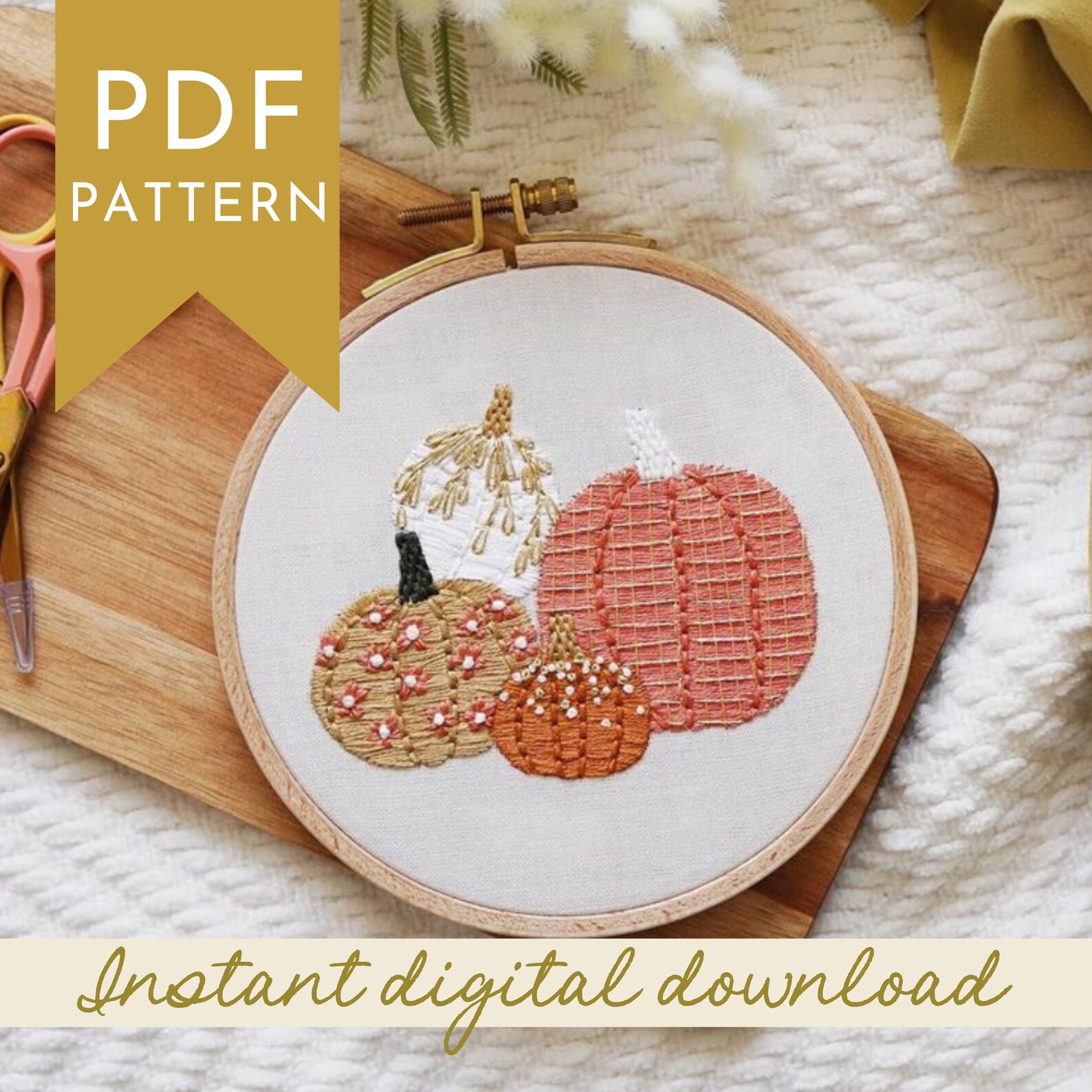 Pumpkin Season Embroidery Pattern PDF Digital Download With Step-by ...