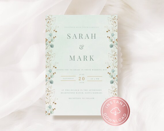 SARAH Invitation Instant Download Editable Elegant - Etsy