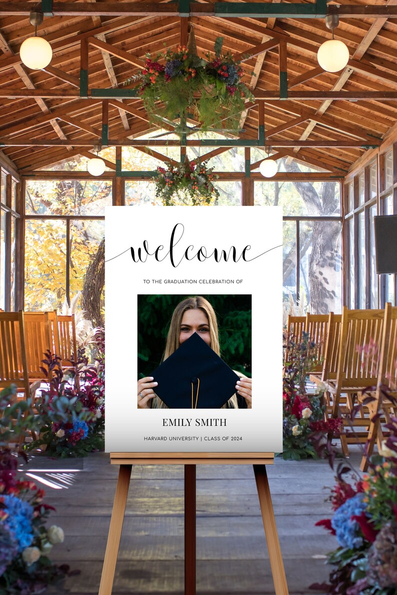 Graduation Welcome Sign With Photo Graduation Welcome Sign Custom ...