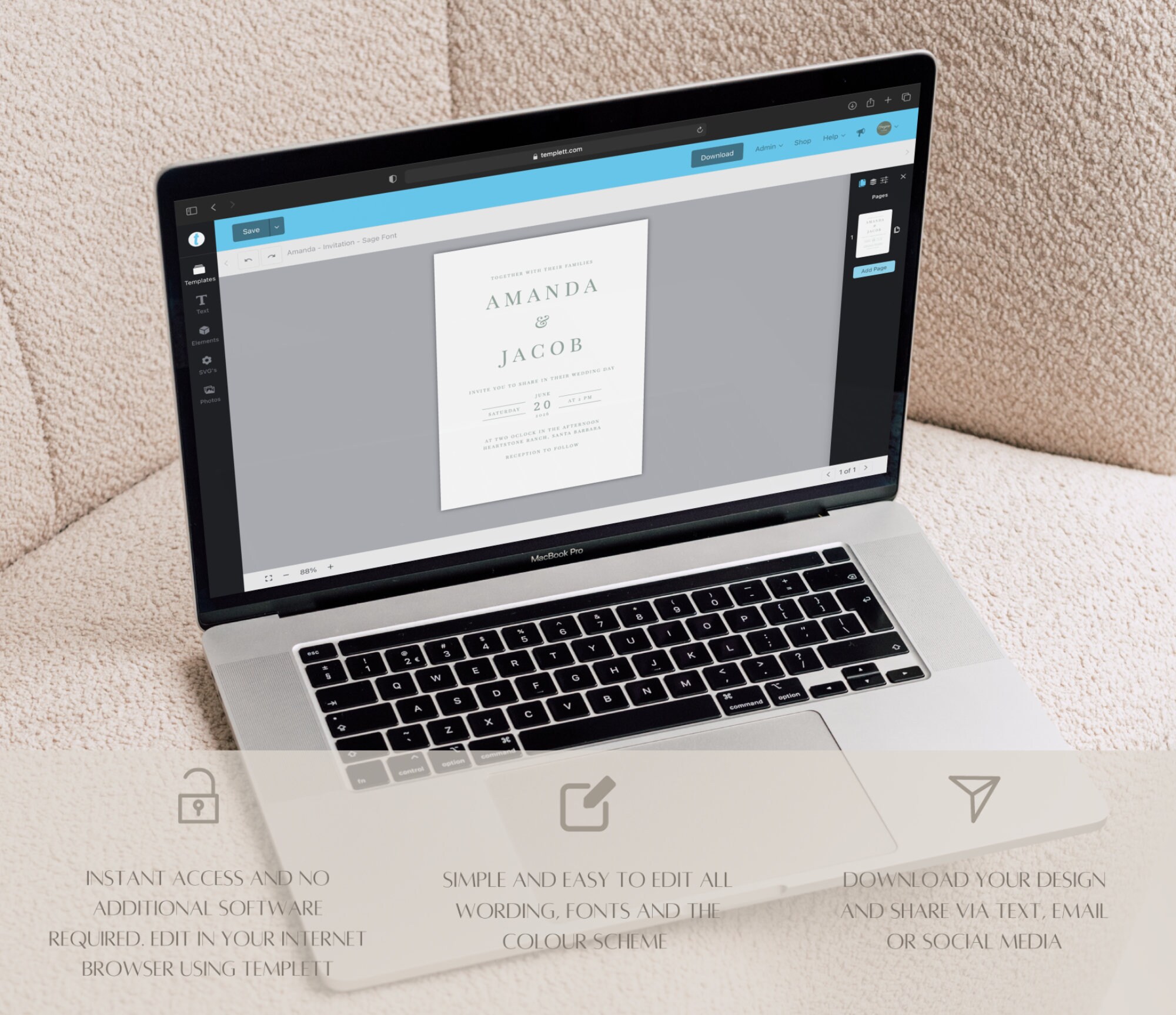 Wedding Invite Template With QR Code Terracotta Rustic Boho - Etsy