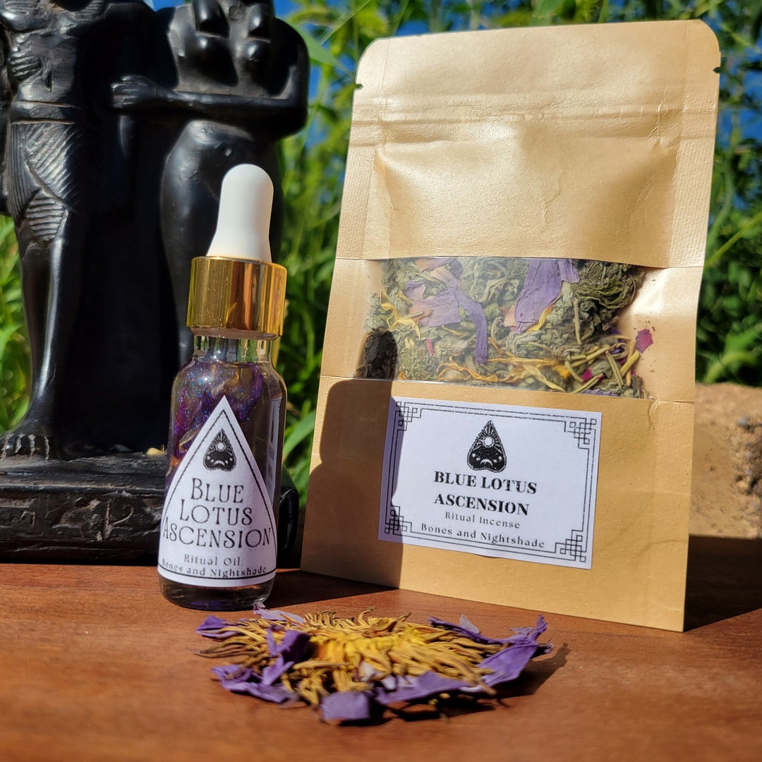 Sacred Blue Lotus Ascension Oil and Self-igniting Incense for - Etsy