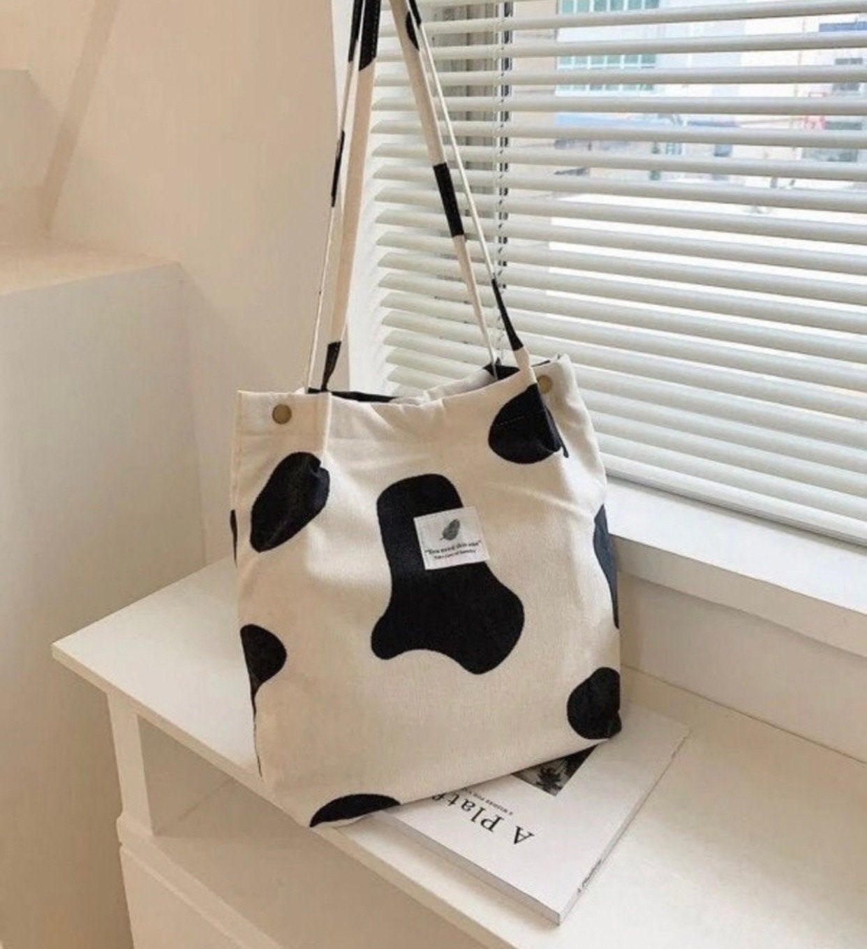 Cow Print Pattern Tote Bag, Animal Cow Print Tote Bag, Cow Print ...
