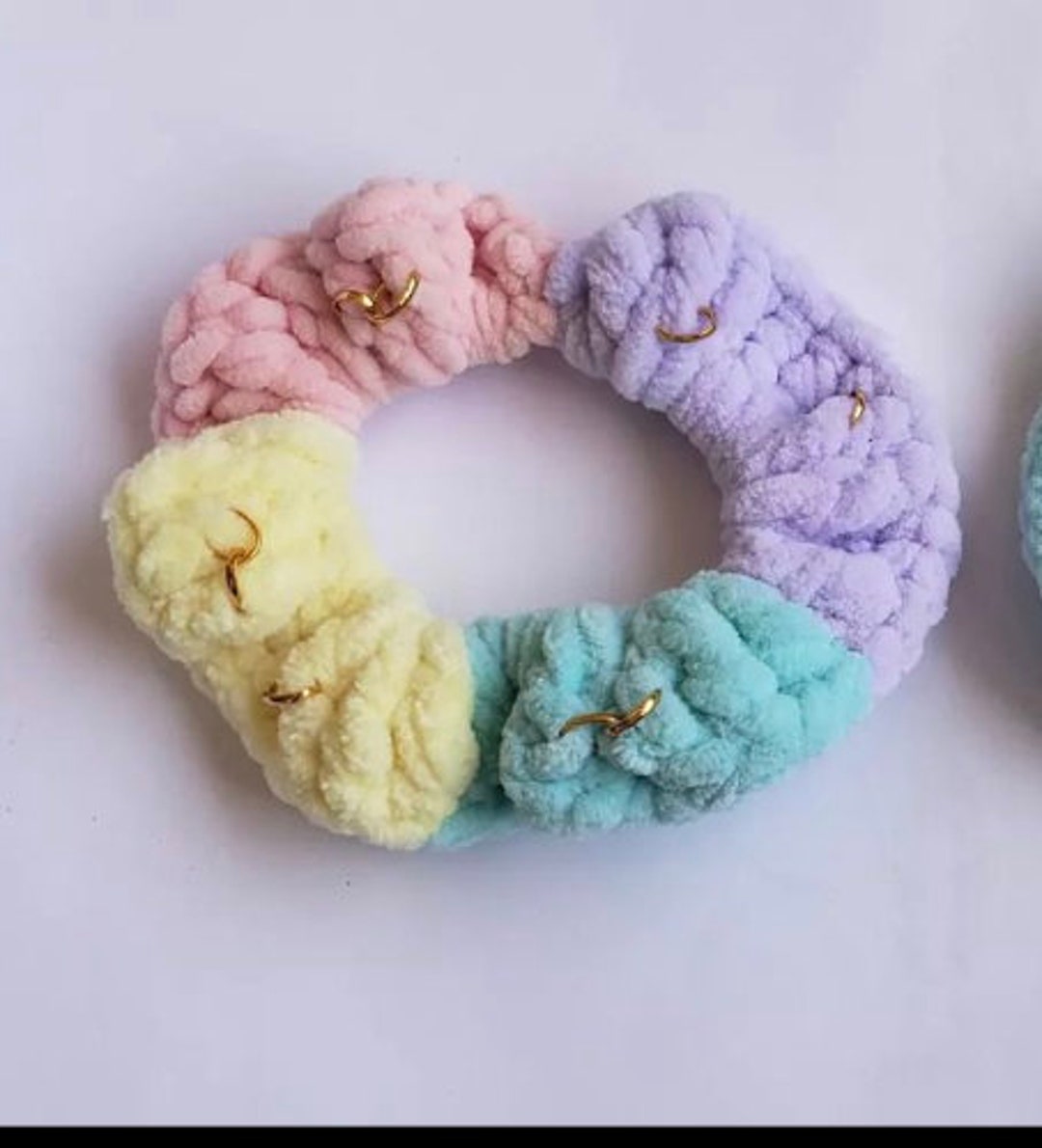 Crochet Plush Scrunchie With Gold Chains - Etsy