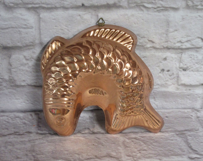 Vintage 1970s Copper Jello Fish Cake Hanging Wall Kitchen Hanging Mold ...
