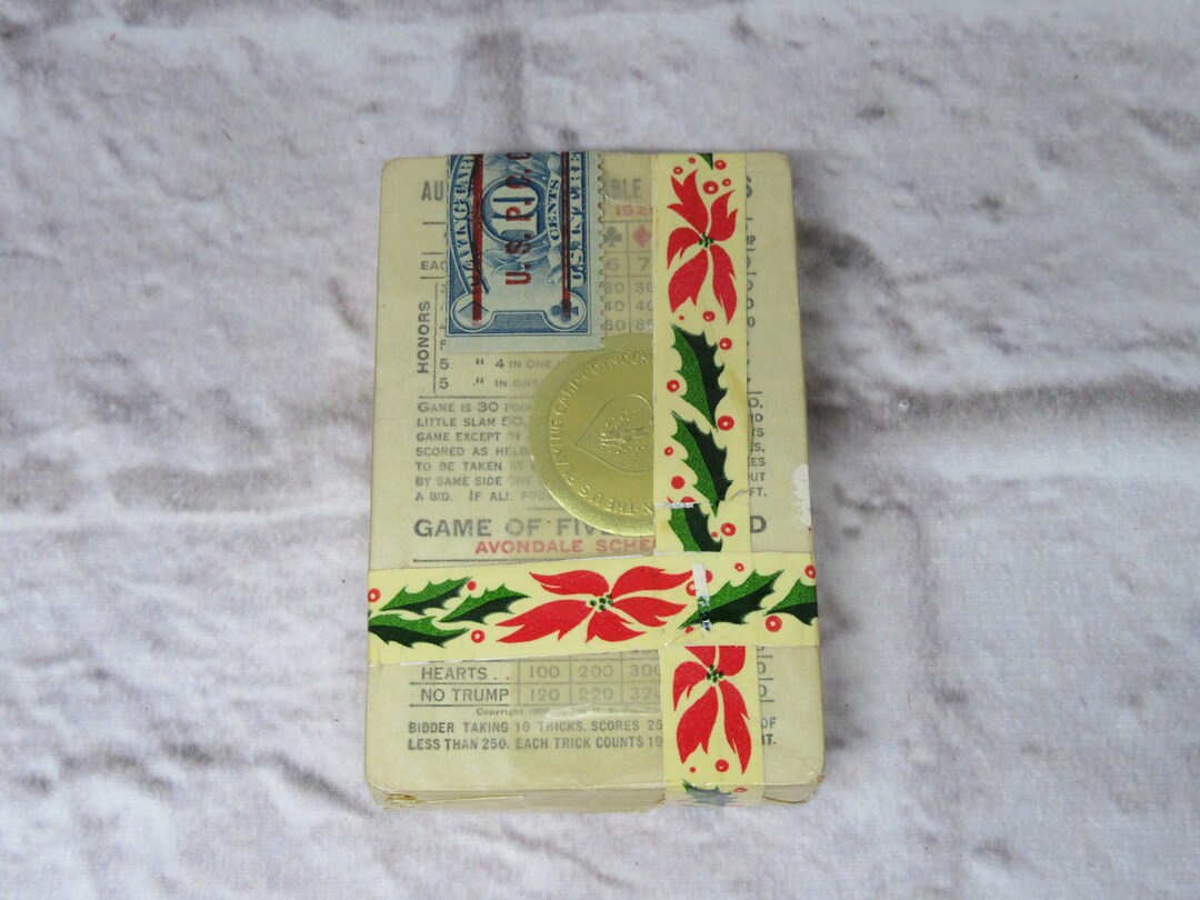 Vintage Playing Cards NEW SEALED With 10 Cent Stamp USPC Co Gold Seal ...