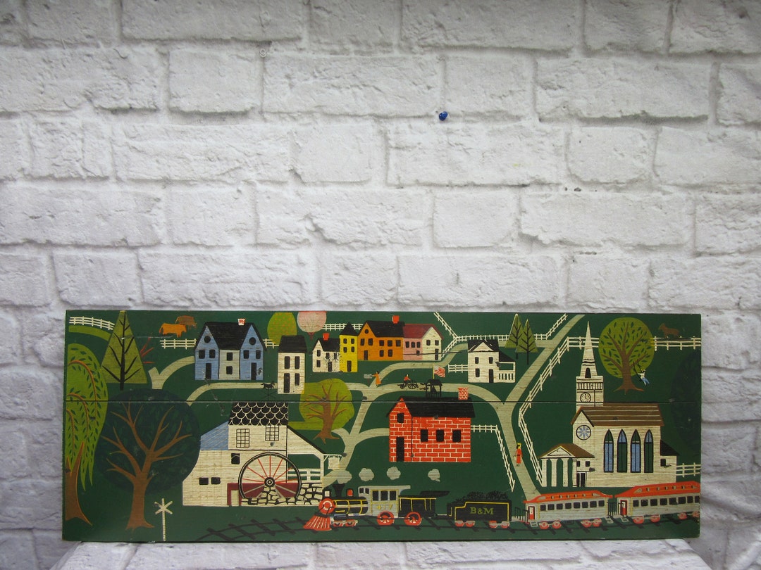 Vintage George Nathan Wood Art Folk Village Country Scene P54 - Etsy