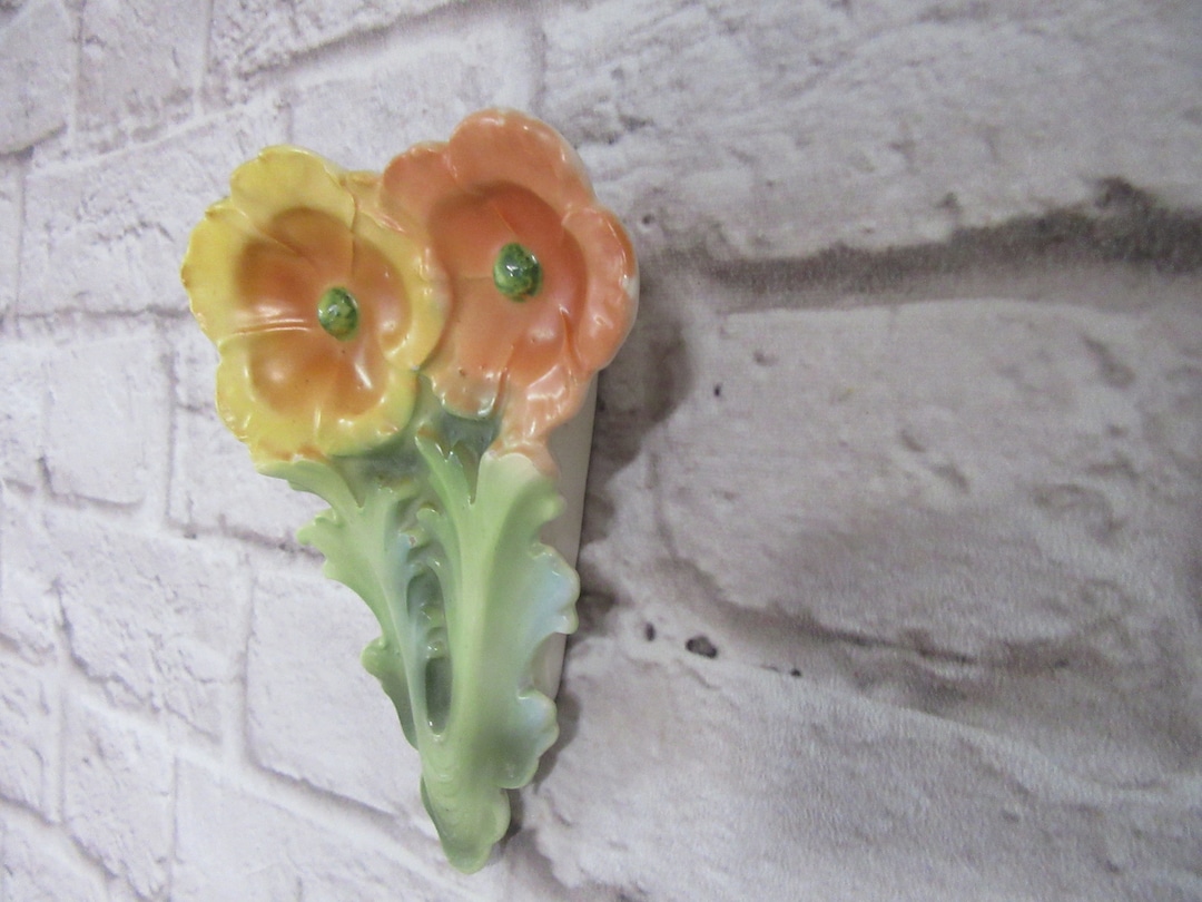 Vintage Flower Wall Pocket Vase Ceramic Porcelain Czechoslovakia - Etsy