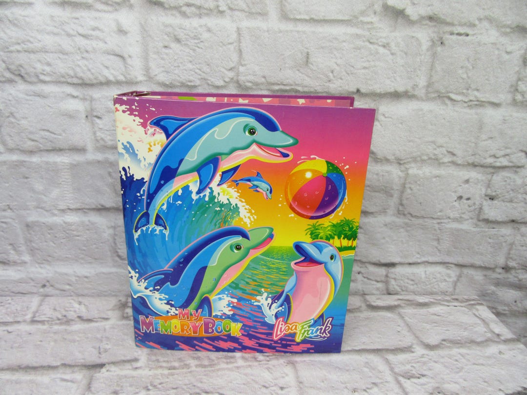 VINTAGE LISA FRANK My Memory Book 3 Ring Binder Dolphin Divers Colorful ...