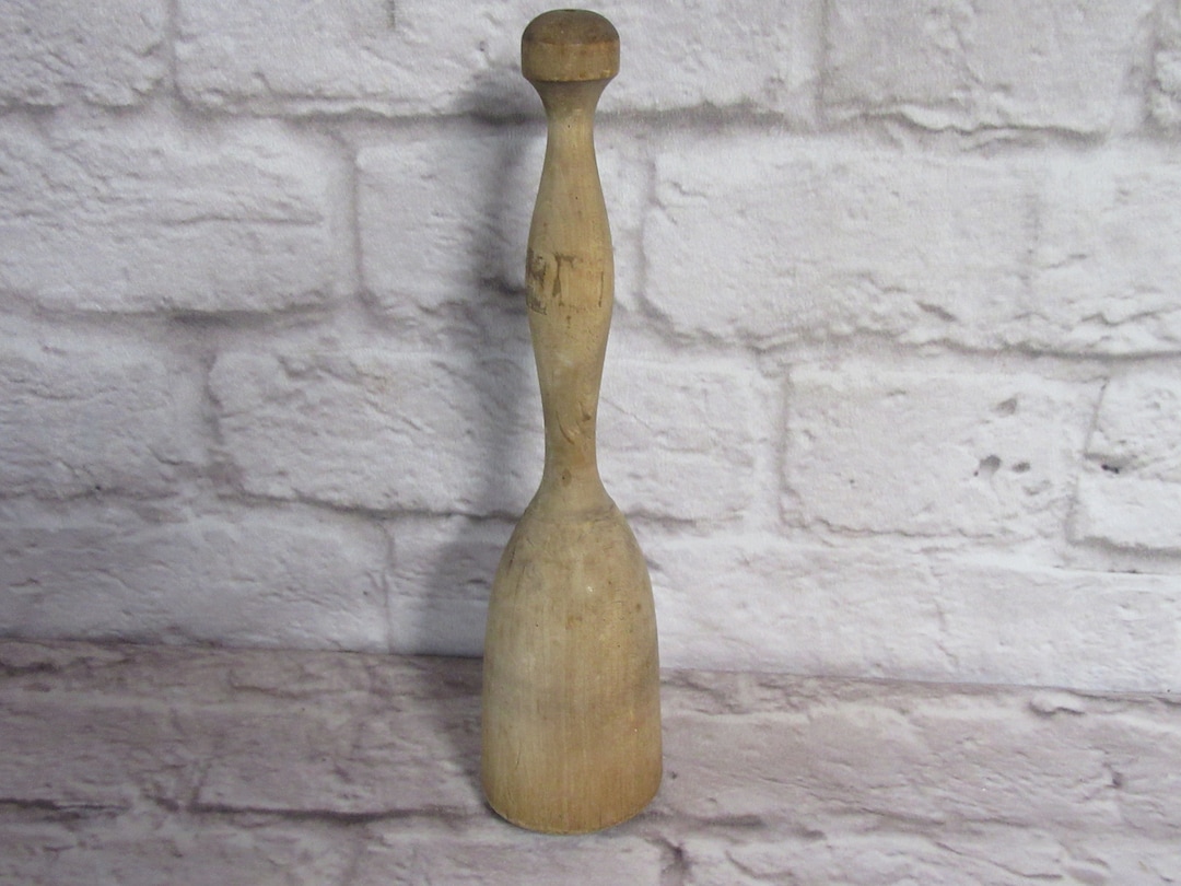 Antique Vintage Primitive Wood Pestle Masher Butter Press Pounder ...