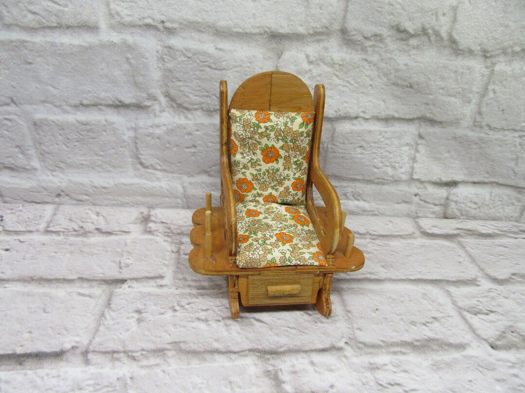 Vintage Wooden Small Rocking Chair Pin Cushion Holds Thread on the Side ...