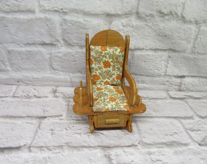 Vintage Wooden Small Rocking Chair Pin Cushion Holds Thread on the Side ...