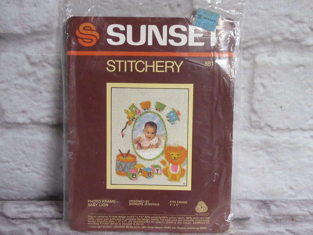 Sunset Stitchery Photo Frame Embroidery Kit 881 Vintage 4x5 Baby Lion ...