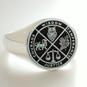 Stoic Rings,justice Wisdom Temperance Courage Ring, Justice Wisdom Ring ...