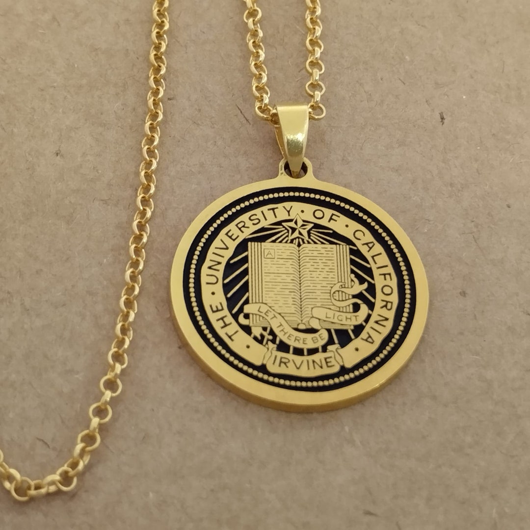 Custom University Logo Necklace, 24K Gold Filled Sterling Silver ...