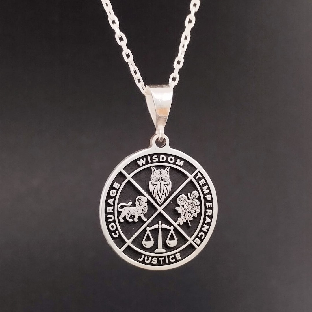 The Cardinal Virtues Stoic Necklace,justice Wisdom Temperance Courage ...
