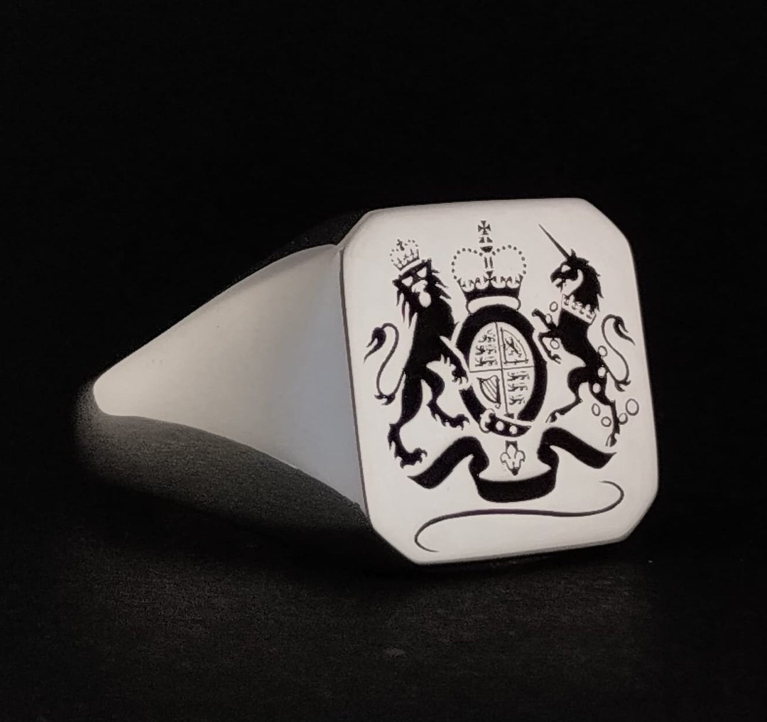 Custom Jewery Signet Ring, Silver Family Crest Signet Ring, Family ...