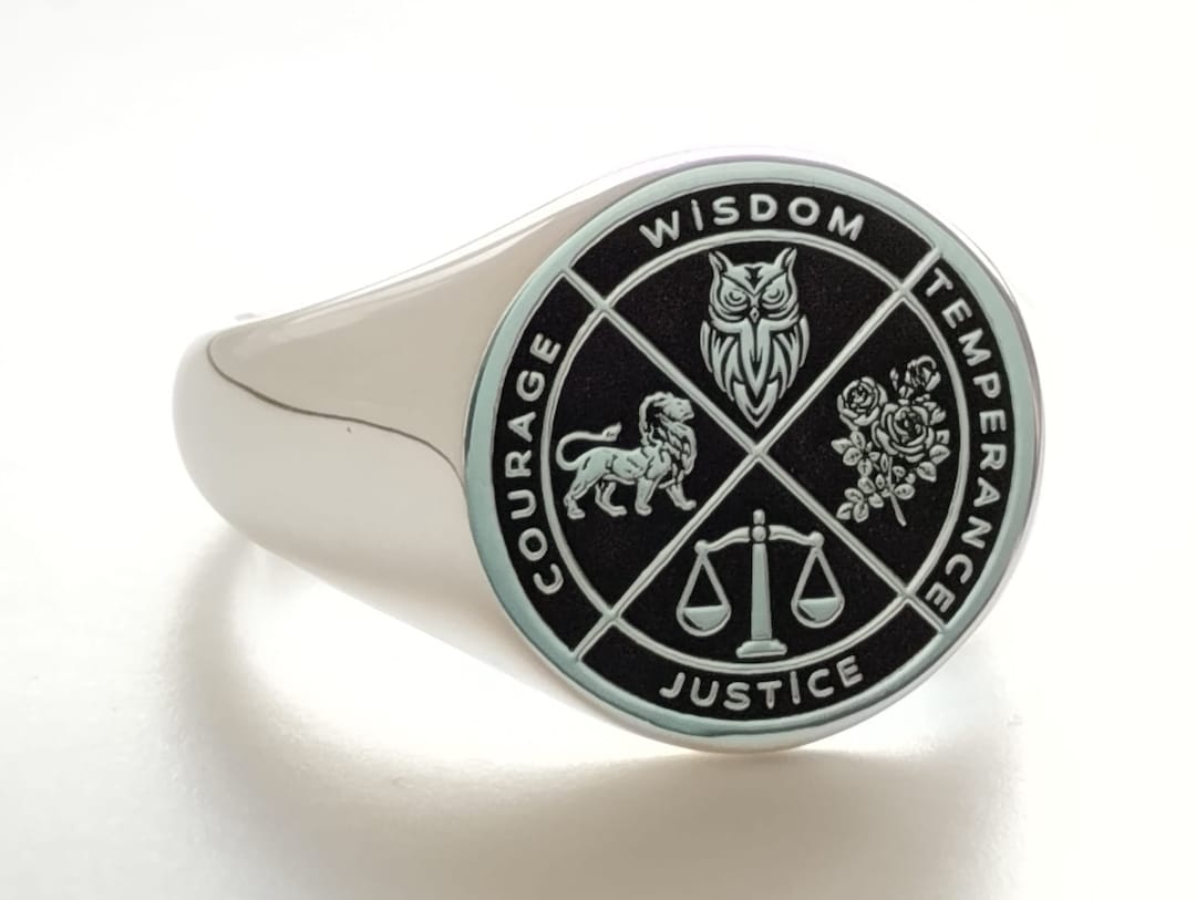 Stoic Rings,justice Wisdom Temperance Courage Ring, Justice Wisdom Ring ...