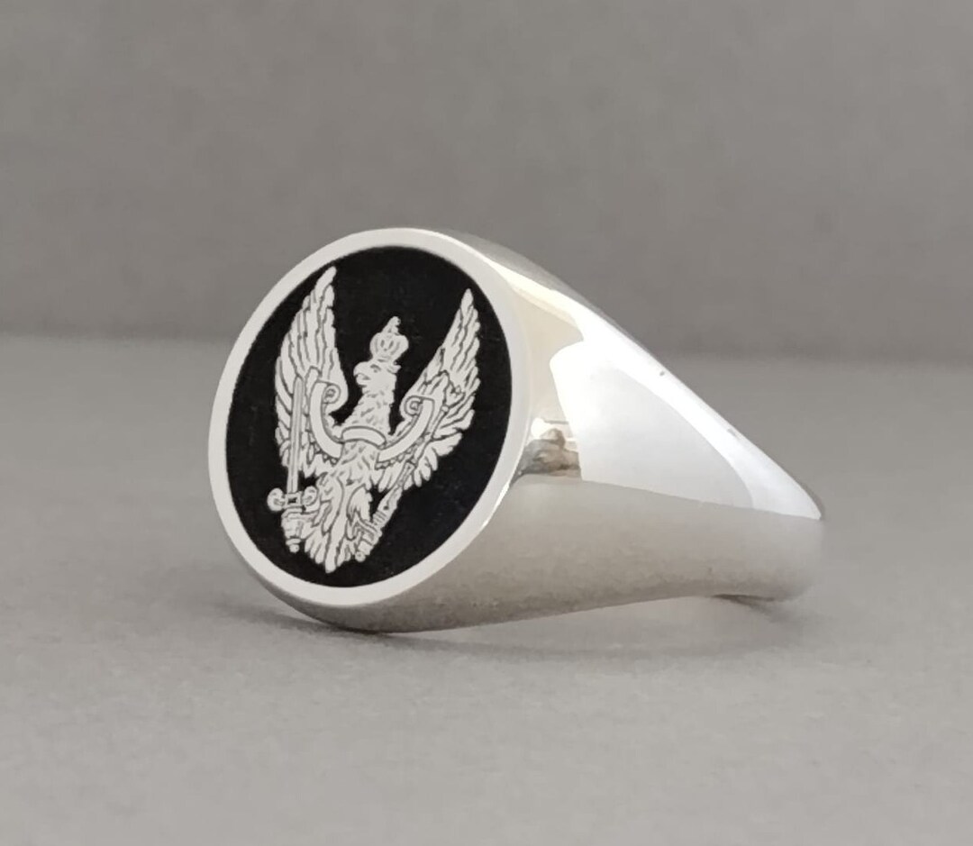 Custom Family Crest Signet Ring: Engraved Sterling Silver - Etsy