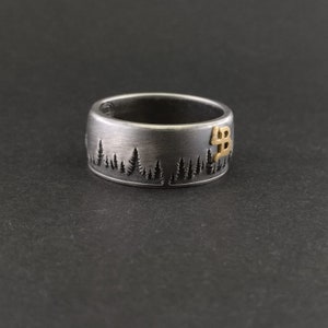 Wedding Bands,fir Trees in Mountains Forest Landscape Pattern,mens and ...