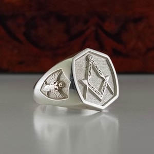 Sterling Silver Freemason Ring: Custom Masonic Jewelry Gift - Etsy