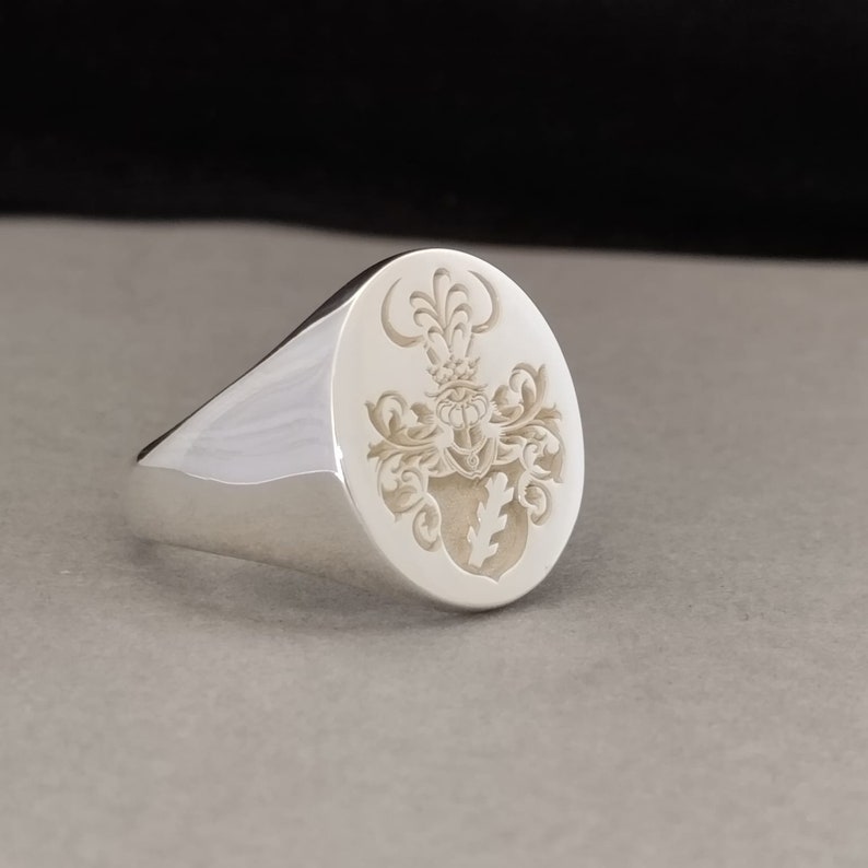 Custom Family Crest Signet Ring: Sterling Silver Coat of Arms - Etsy