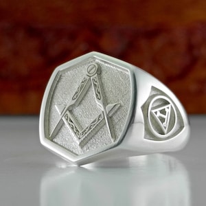 Sterling Silver Freemason Ring: Custom Masonic Jewelry Gift - Etsy