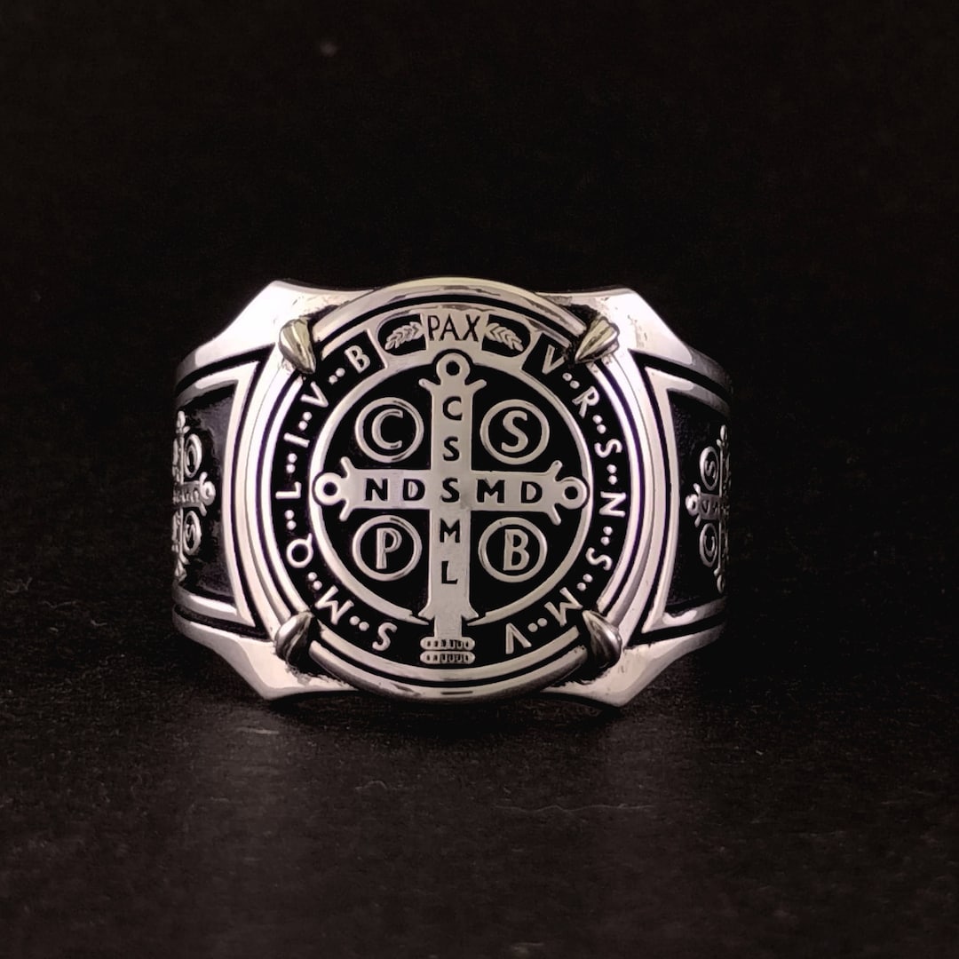 St Benedict Medal Ring: 925 Sterling Silver Cross Exorcism Ring - Etsy