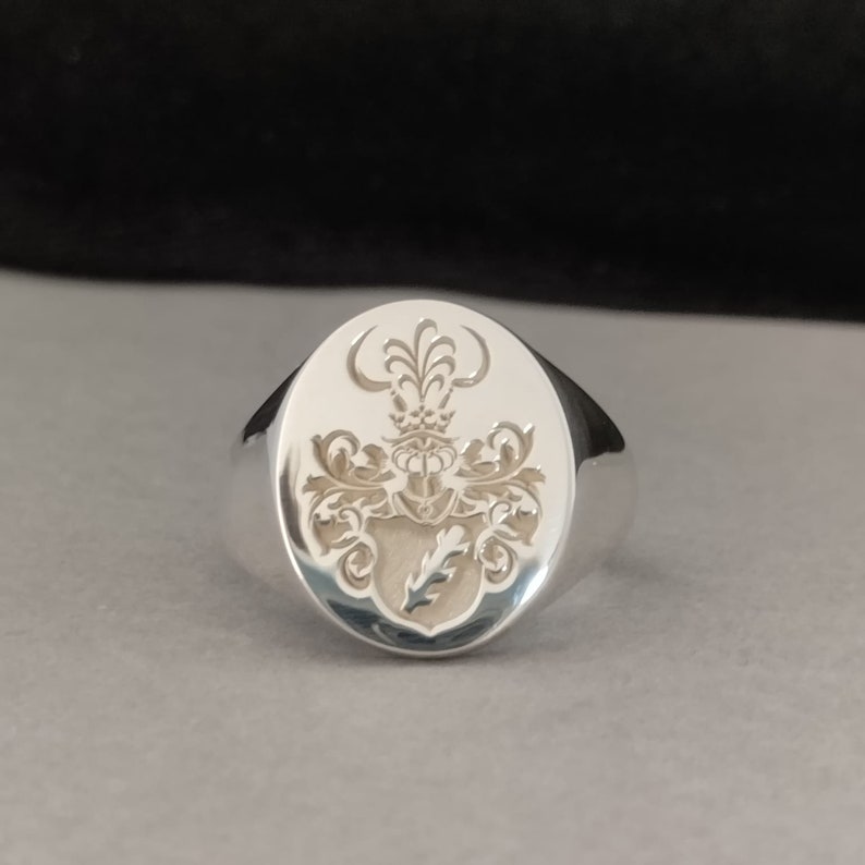Custom Family Crest Signet Ring: Sterling Silver Coat of Arms - Etsy