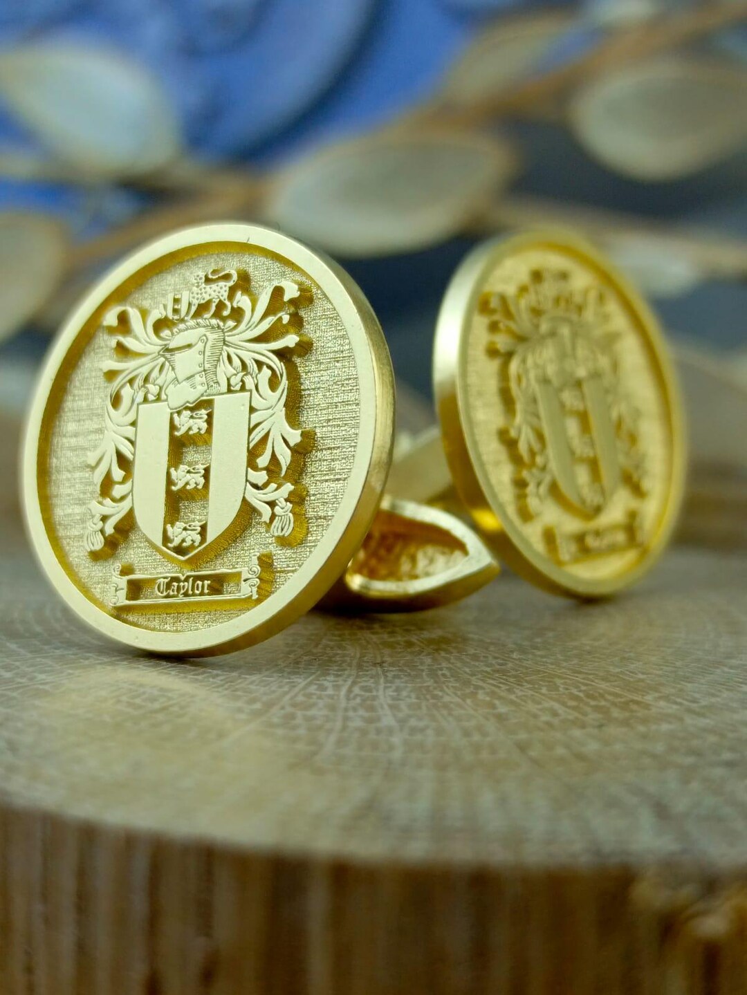 Personalized Coat of Arm Cuff Links With Gold,custom Engraved ...